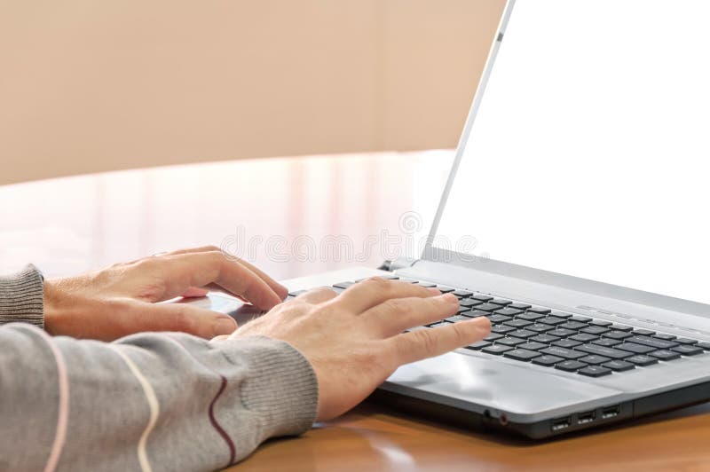 Man hands on laptop stock image. Image of hands, male - 59514025