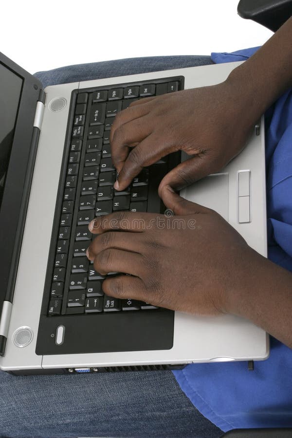 Man Hands on Laptop Computer Keyboard 1 Stock Photo - Image of american ...