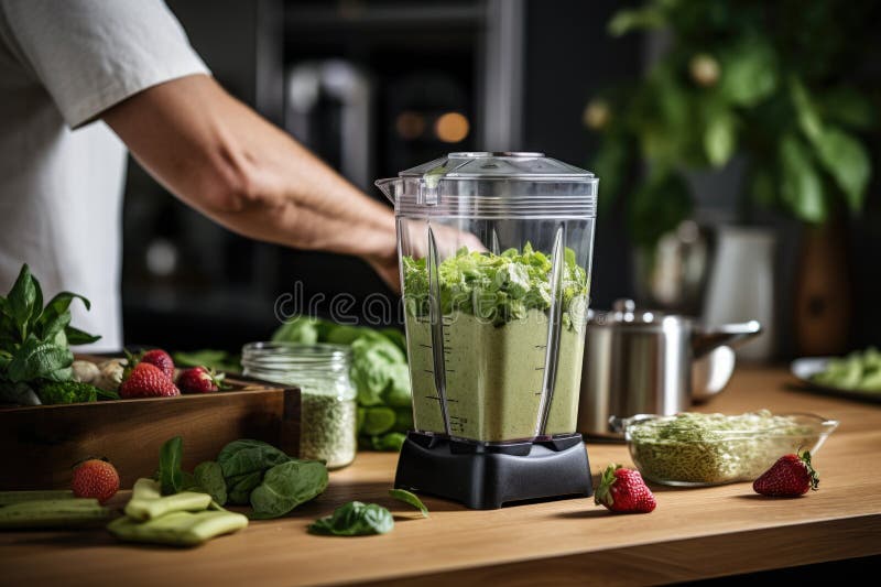 Man Hands Making Smoothie Using Blender. Ai Generated Stock ...