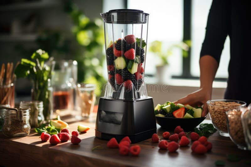 Man Hands Making Smoothie Using Blender. Ai Generated Stock Photo ...