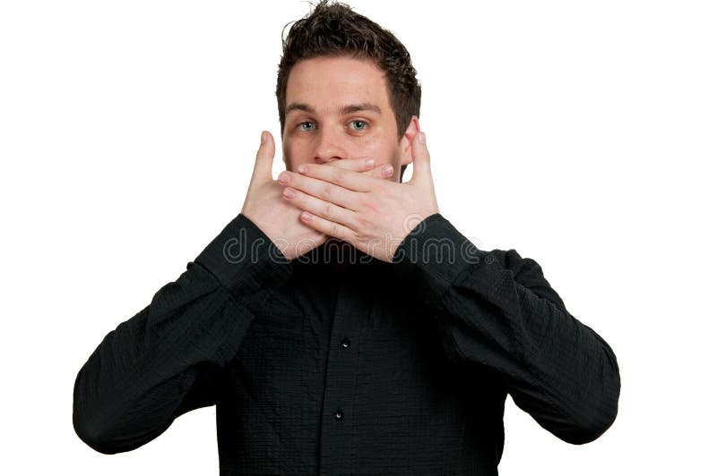Man with Hands Over His Mouth Stock Image - Image of caucasian ...