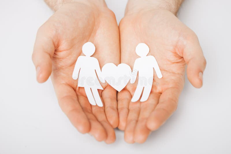 Man hands with paper men stock image. Image of concept - 38006087