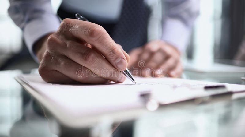 Hand Makes Notes on a Paper Notebook, Close-up Stock Image - Image of ...