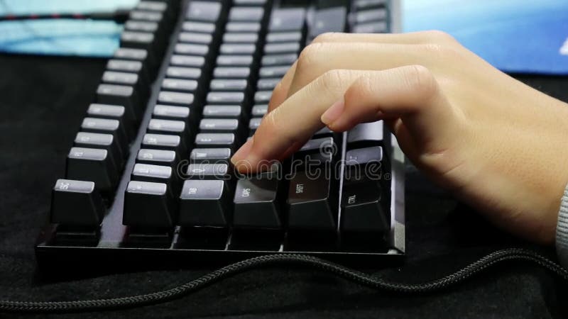 Man Hands Playing on a Gaming Computer Keyboard. Stock Footage - Video ...