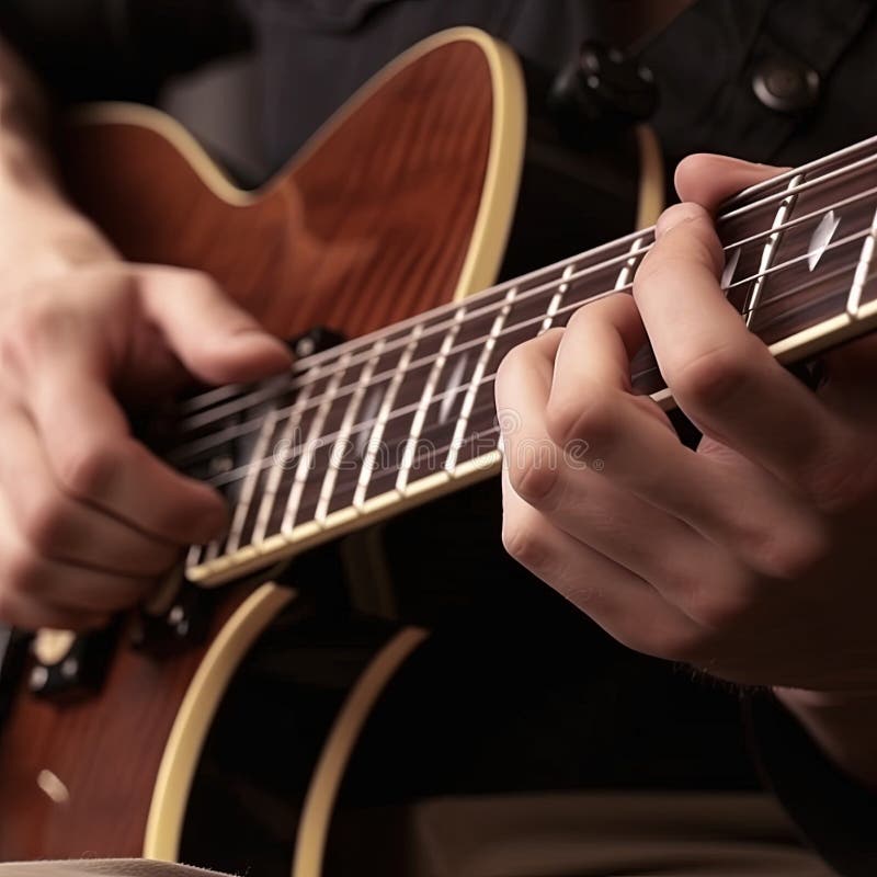 Man hands playing guitar stock illustration. Illustration of melody ...