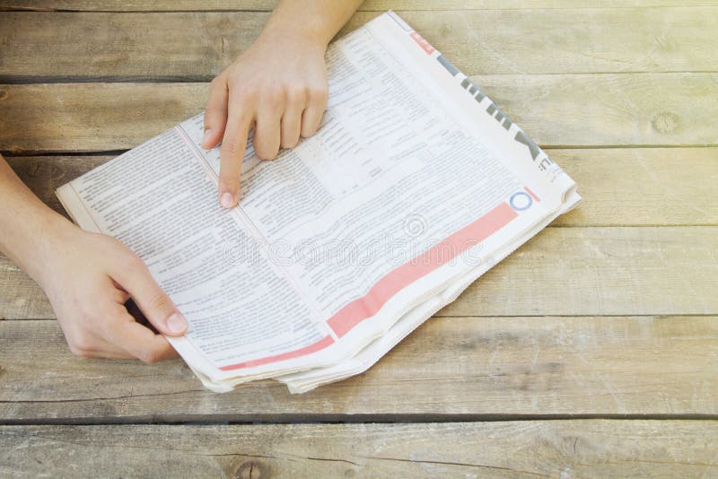 Man Hands Reading Newspaper Stock Image - Image of businessman, open ...