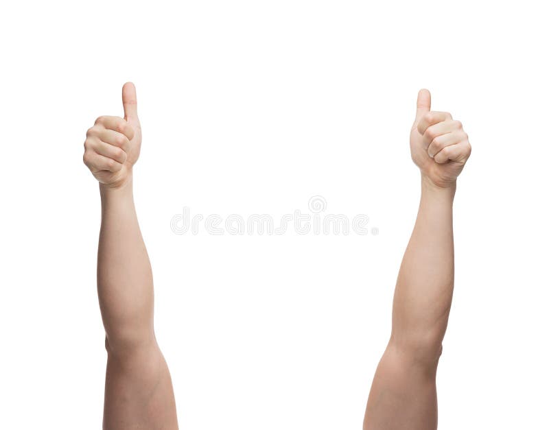 Human Hands Showing Thumbs Up, Ok and Peace Signs Stock Image - Image ...
