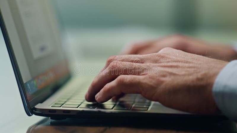 Man Hands Texting Laptop Keyboard at Office Closeup. Unknown ...