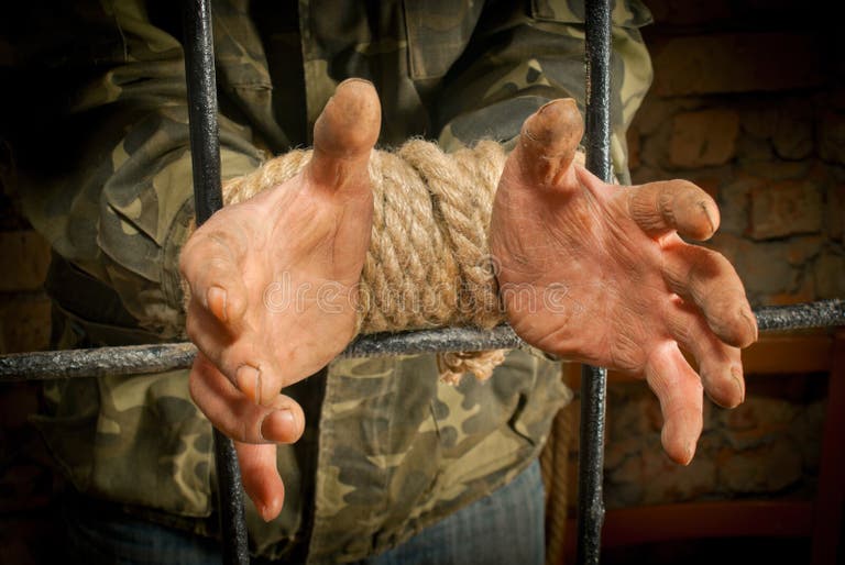 Man with Hands Tied with Rope Stock Photo - Image of hand, confined ...