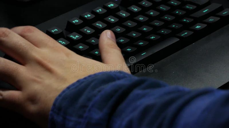 Man Hands Typing on a Gaming Computer Keyboard. Stock Video - Video of ...