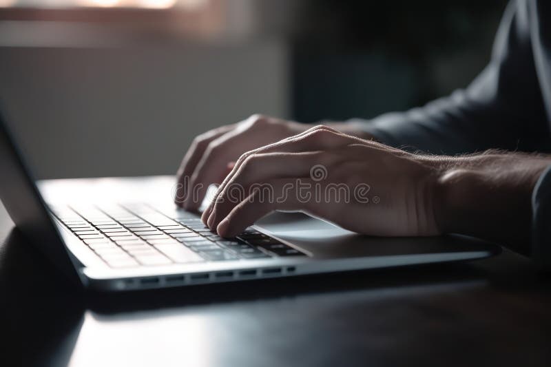 Man Hands Typing on Laptop Computer Keyboard Stock Illustration ...
