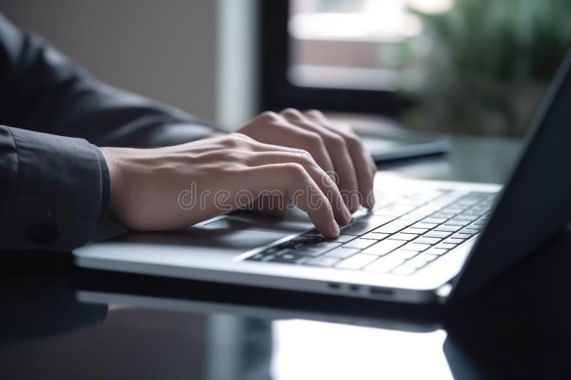 Man Hands Typing on Laptop Computer Keyboard Stock Illustration ...
