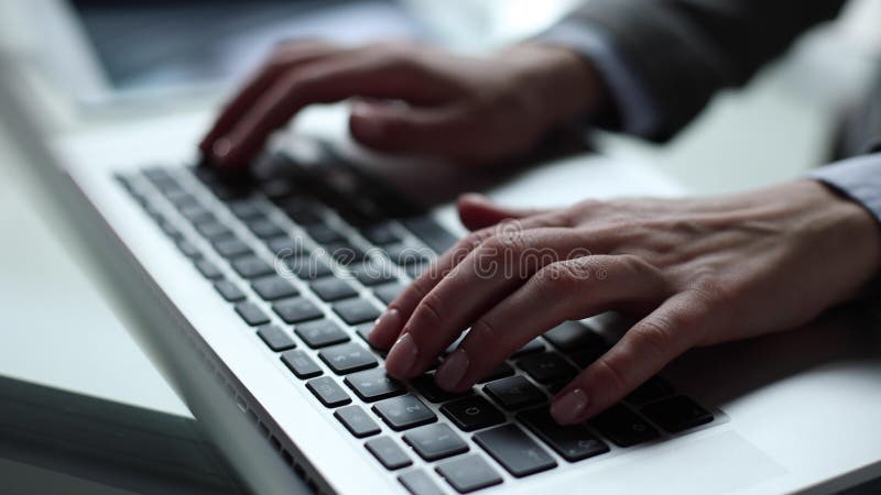 Man Hands Typing on Laptop Computer Keyboard and Surfing the Internet ...