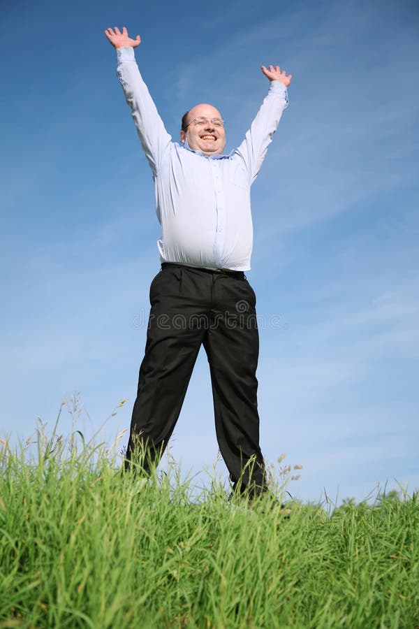 Man with hands up stock photo. Image of meadow, clothing - 2639518