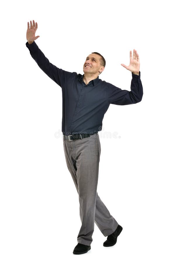 Man with hands up stock photo. Image of friendly, model - 50854678
