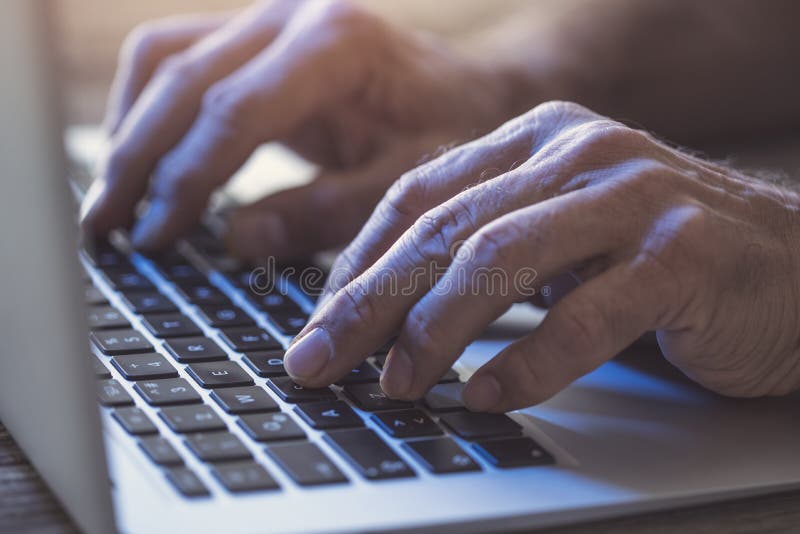 Man Hands Using Laptop Computer Stock Photo - Image of business ...