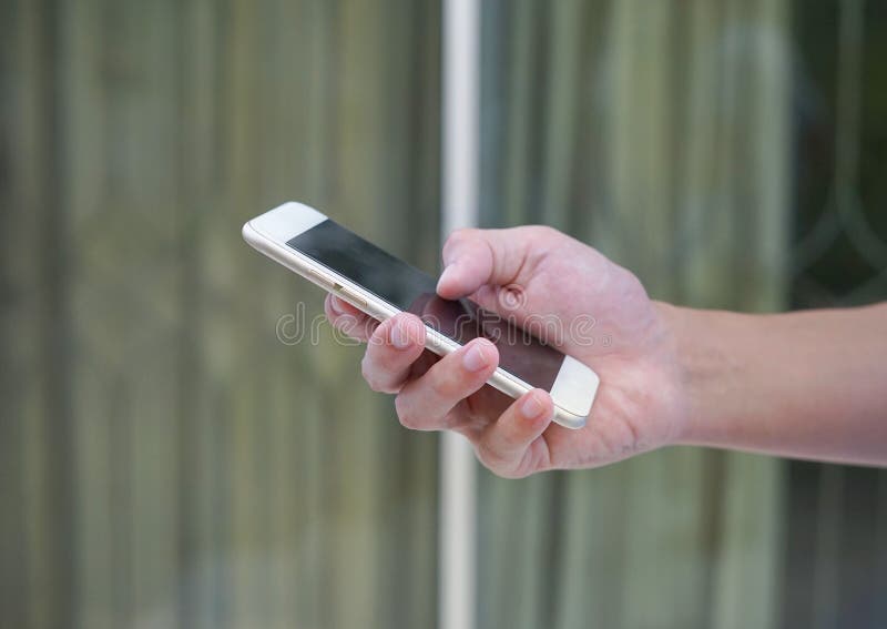 Man hands using smartphone stock photo. Image of contact - 234161344