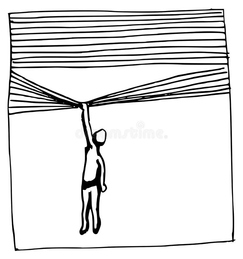 Man hanging by a thread stock illustration. Illustration of crash ...