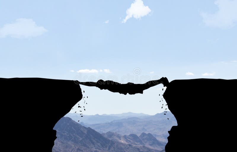 Man Hanging Between Two Rocks. Stock Image - Image of despair, courage ...