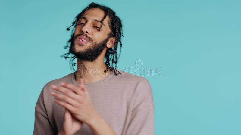 Man Happily Clapping Hands, Satisfied with Accomplishments, Studio ...
