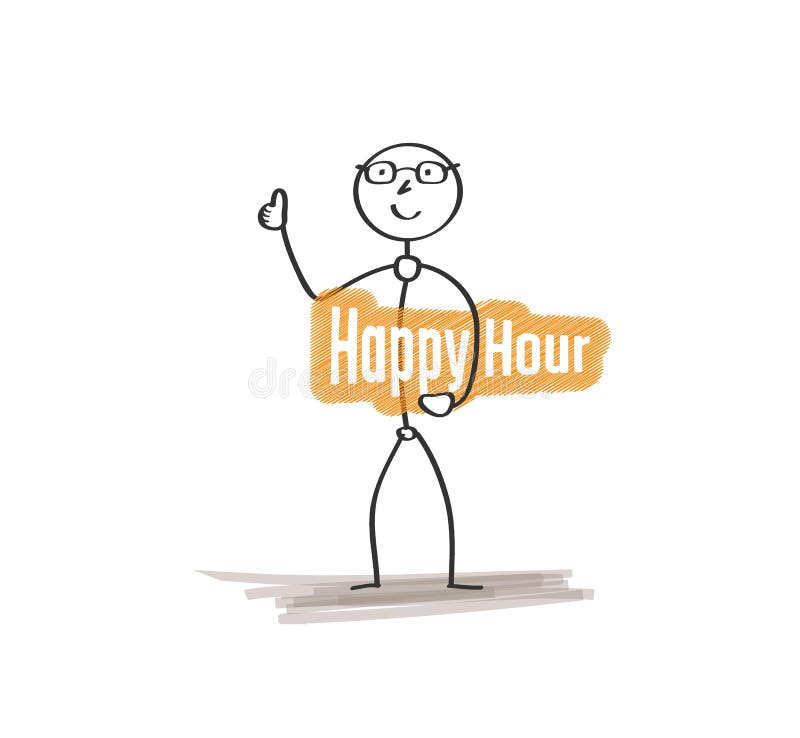 Happy hour with emoticon stock vector. Illustration of colorful - 41308238