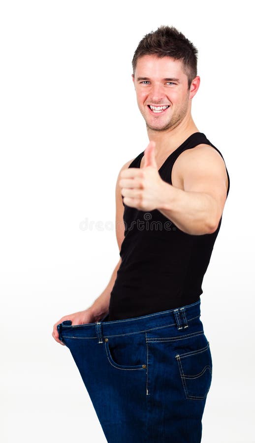 Man Happy after Losing Weight Stock Image - Image of pants, health ...