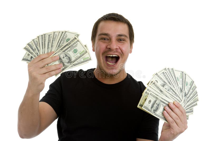 Man Happy With Lots Of Money Stock Image - Image: 14669687