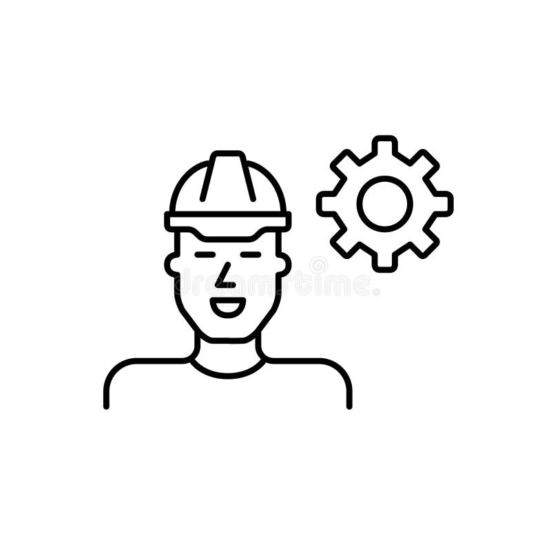 Man in Hard Hat and Cogwheel. Technical Operations, System Supervision ...