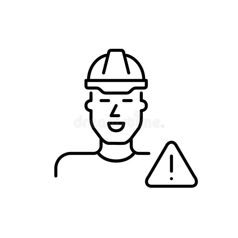 Man in Hard Hat and Exclamation Mark in Triangle. Safety Compliance ...