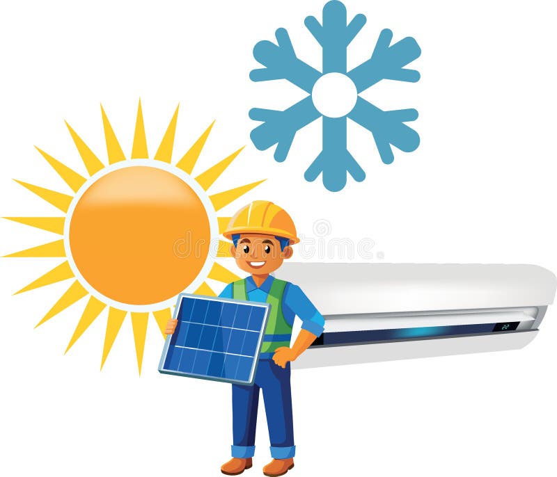 Man in a Hard Hat Holding a Solar Panel Stock Vector - Illustration of ...