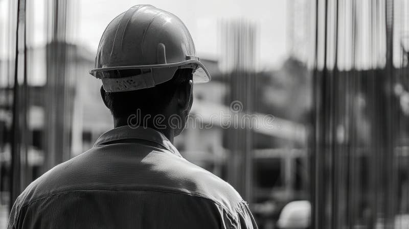 A Man in a Hard Hat Looking at the Camera, AI Stock Image - Image of ...