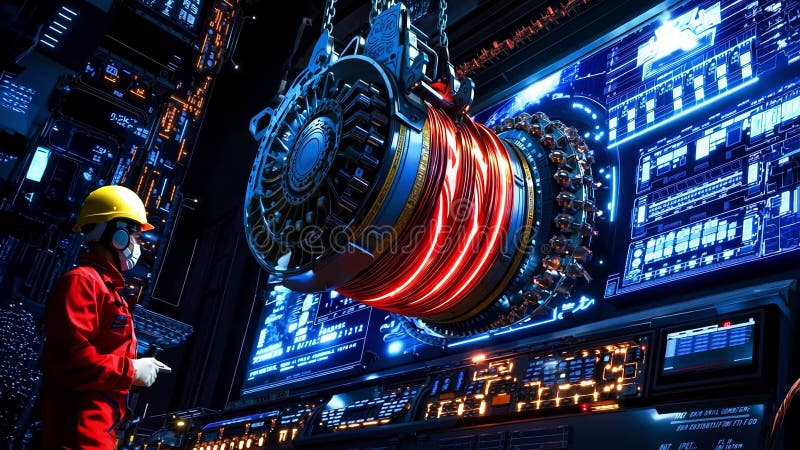 A Man in a Hard Hat is Working on a Large Machine Stock Footage - Video ...