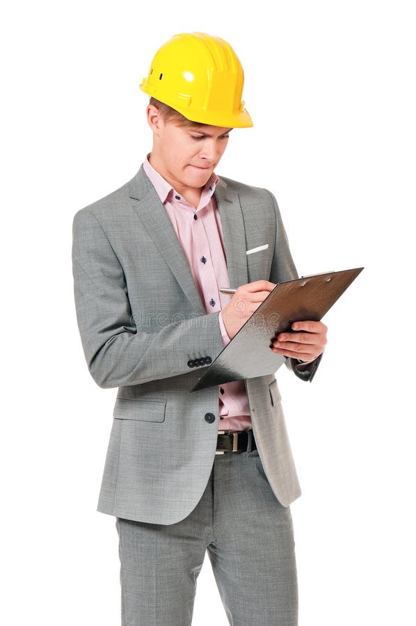 Businessman in hard hat stock photo. Image of elegant - 40217622