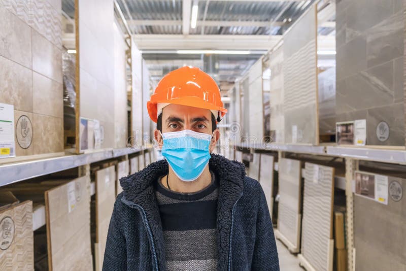 A Man in a Hardware Store. Sells Tiles. Selective Focus Stock Image ...