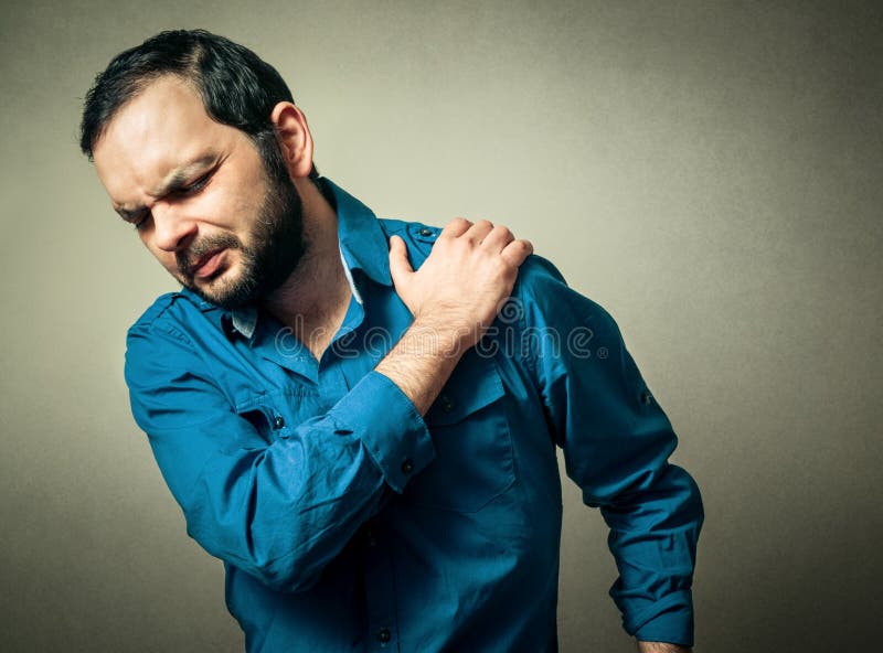 Man has shoulder pain stock image. Image of anatomy - 115217725