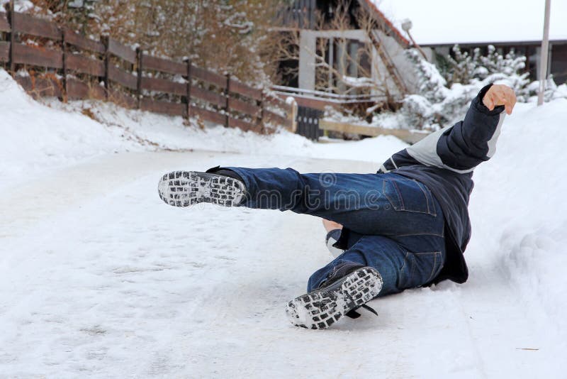Man Is Slipping On A Icy Road Stock Image - Image of pain, iced: 59923135