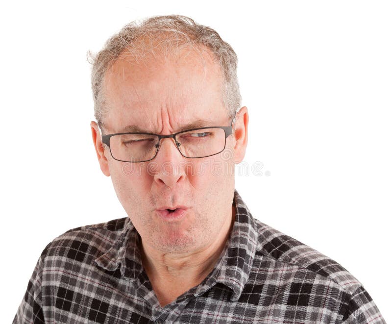 Man is Unconvinced about Something Stock Photo - Image of closeup ...