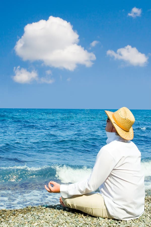 Man with hat meditation stock photo. Image of lifestyles - 7404508