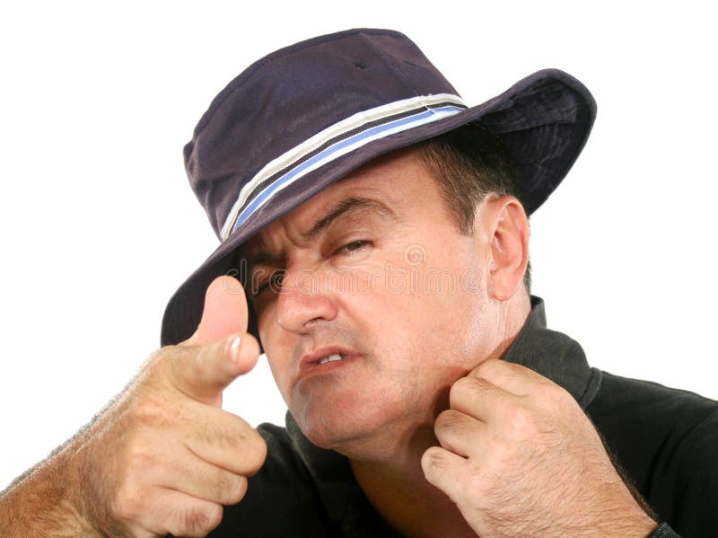 Man in Hat Pointing stock image. Image of male, middle - 5609197