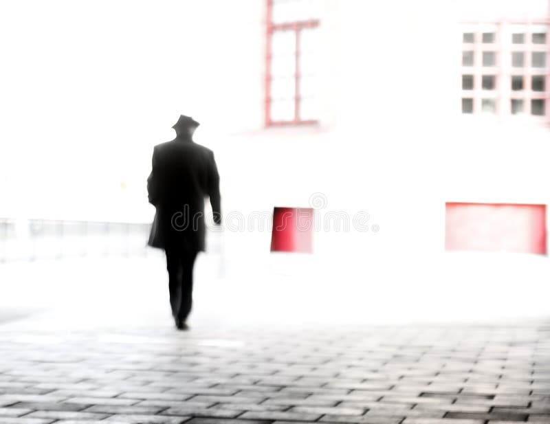 Man in hat stock image. Image of solitude, city, rear - 53520313