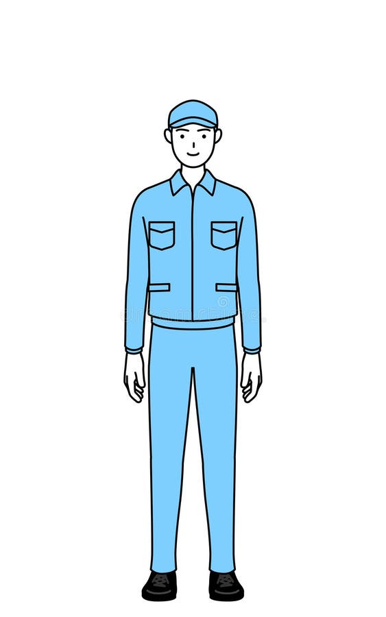 Man in Hat and Work Clothes with a Smile Facing Forward Stock Vector ...