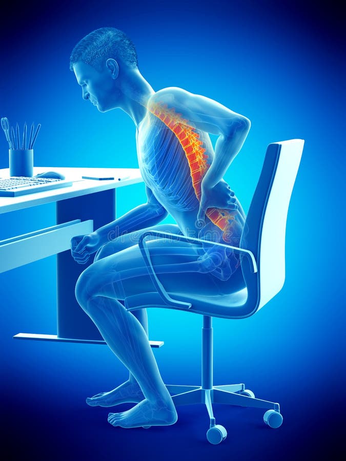 A man having a backache stock illustration. Illustration of discs ...