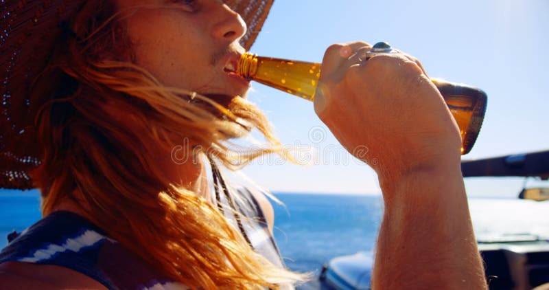 Man Have a Beer Near the Beach Stock Photo - Image of drink, beach: 4146972