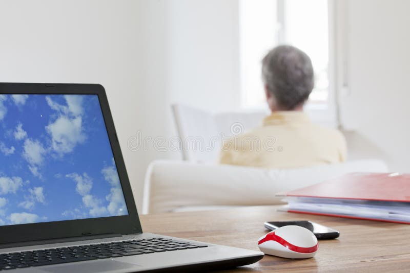 Man Having a Break from Working at Home Stock Image - Image of ...