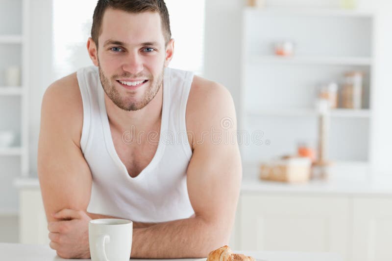Man having breakfast stock photo. Image of inside, interior - 22144158