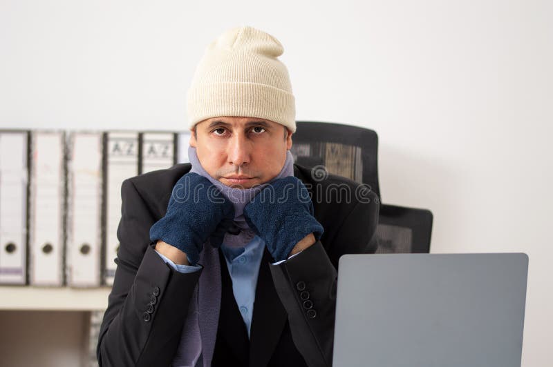 Man having cold looking stock photo. Image of cold, desktop - 215591010