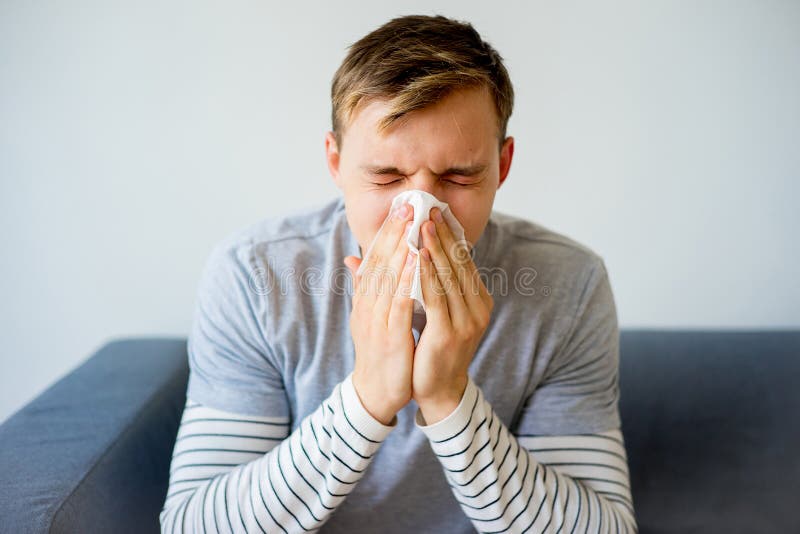 Man having cold stock photo. Image of infection, sick - 97469556