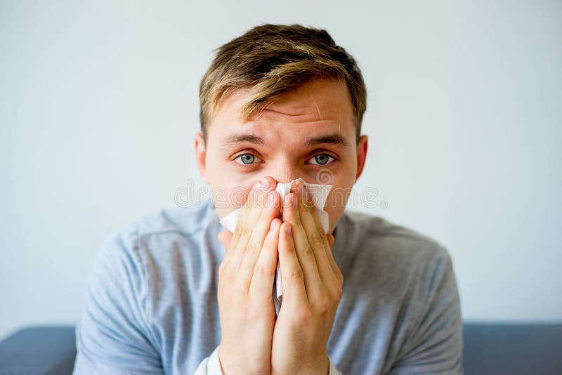 Man having cold stock photo. Image of infection, sick - 97469556