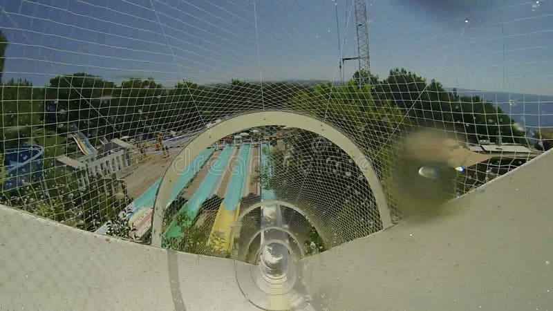 Man Having Fun, Sliding at Water Park. Stock Video - Video of activity ...