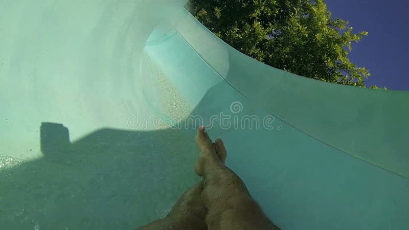 Man Having Fun, Sliding at Water Park. Stock Video - Video of activity ...